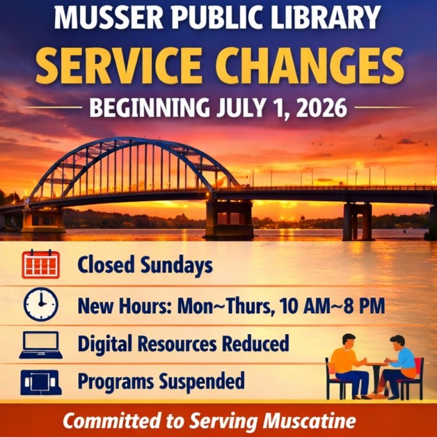 Musser Public Library, Muscatine, cuts hours after funding reductions - AOL