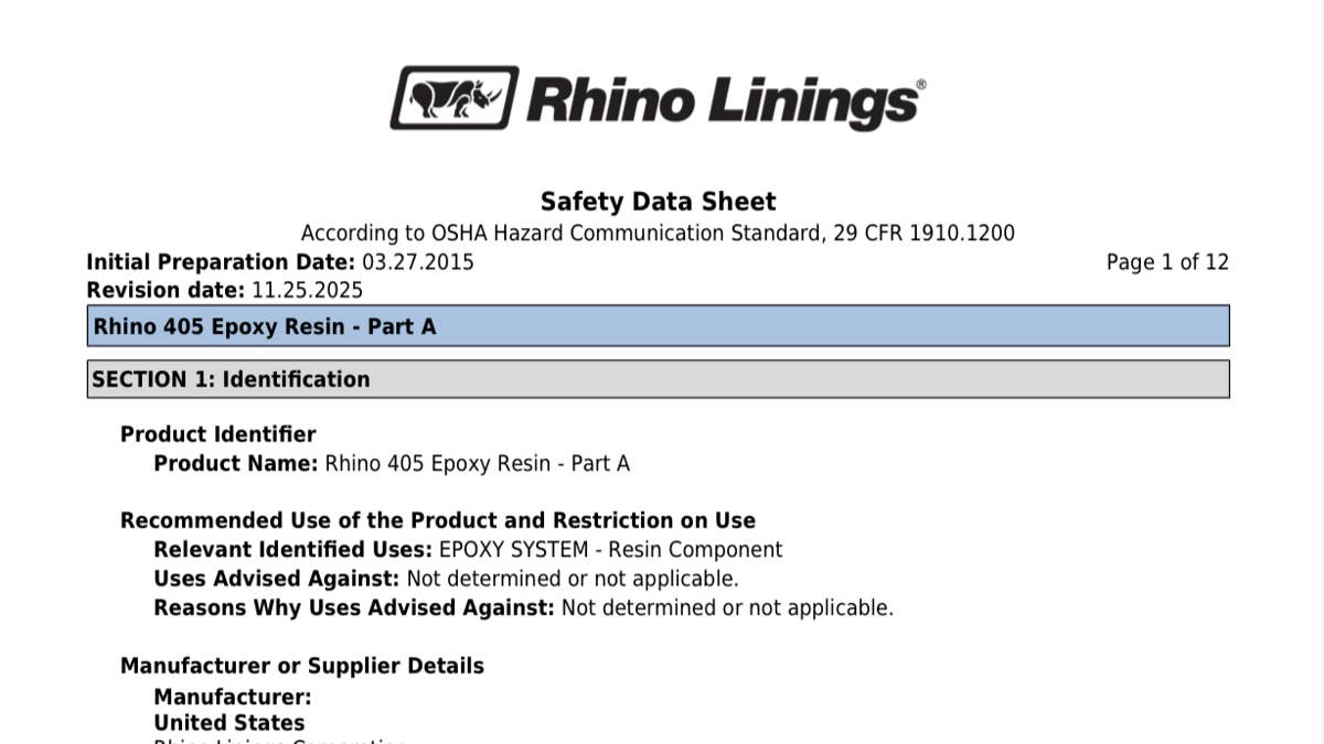 Safety Sheet for Reflecting Pool Material Warns of Toxicity to Aquatic ...