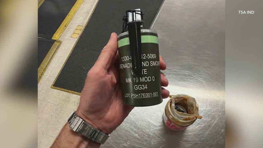 TSA finds live smoke grenade jammed inside jar of peanut butter - AOL