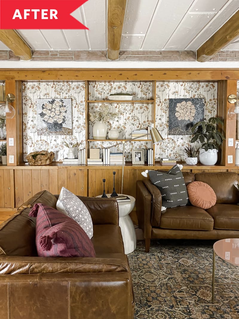 She Kept the Original Wood Paneling, and the Living Room Feels Cozy - AOL